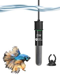 aquamiracle 25w small aquarium heater submersible fish tank heater betta heater, easy operation with preset temperature 78℉(26℃), for tanks up to 5 gallon