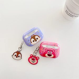 AirPods Pro 2 Case, Soft TPU Cover with Keychain Charm for Apple AirPod Pro 2nd Generation Lotso Huggin Bear Pink Color Disney Anime Animation Cartoon Cute Lovely Adorable Kids Girls Women