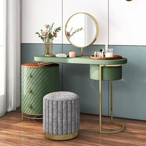 FUQIAOTEC Modern Makeup Vanity Table, Stylish and Simple Design Dressing Table with LED Lighted Mirror & 3 Drawers Side Cabinet, Desktop with a Hidden Storage, Without Stool, Green