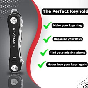 KeySmart Max - Compact Trackable Key Organizer w LED Flashlight and Tile Bluetooth Key Finder Technology (up to 14 Keys, Steel Gray) Bundle with KeySmart Pro (up to 10 Keys, Black)