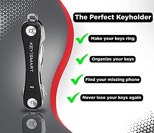 KeySmart Max - Compact Trackable Key Organizer w LED Flashlight and Tile Bluetooth Key Finder Technology (up to 14 Keys, Steel Gray) Bundle with KeySmart Pro (up to 10 Keys, Black)