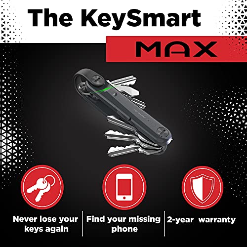 KeySmart Max - Compact Trackable Key Organizer w LED Flashlight and Tile Bluetooth Key Finder Technology (up to 14 Keys, Steel Gray) Bundle with KeySmart Pro (up to 10 Keys, Black)