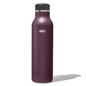 oxo 20oz insulated purple garnet water bottle with standard lid