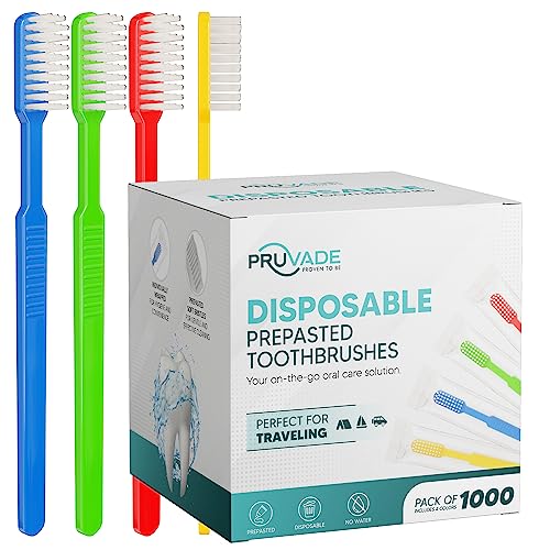 PRUVADE 144 Pack Disposable Toothbrushes with Toothpaste, Built In - Prepasted Toothbrushes Individually Wrapped |Single Use Waterless Tooth Brush with Soft Bristles for Airbnb, Hotel, Camping, Travel