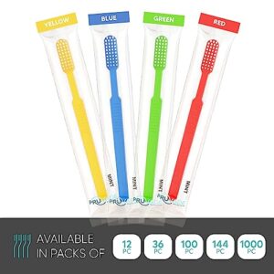 PRUVADE 144 Pack Disposable Toothbrushes with Toothpaste, Built In - Prepasted Toothbrushes Individually Wrapped |Single Use Waterless Tooth Brush with Soft Bristles for Airbnb, Hotel, Camping, Travel