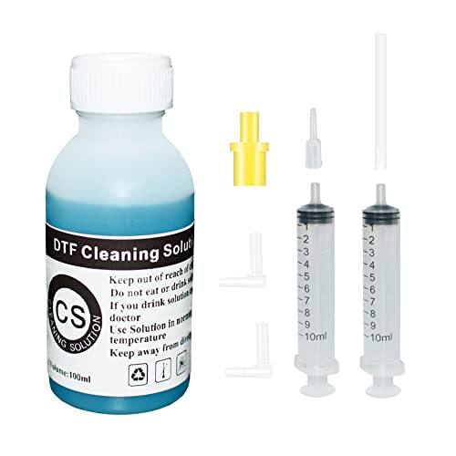 DTF Printer Cleaning Solution, Universal Printer Nozzle Cleaner DTF Ink Cleaner for DX5 i3200 XP600 L1800 L800 L1390 XP-1500 Printers-Works with DTF UV Ink (100ml)