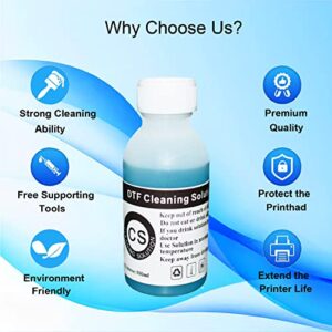 DTF Printer Cleaning Solution, Universal Printer Nozzle Cleaner DTF Ink Cleaner for DX5 i3200 XP600 L1800 L800 L1390 XP-1500 Printers-Works with DTF UV Ink (100ml)