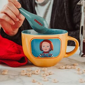 Child's Play Chucky "Good Guys" 24-Ounce Ceramic Soup Mug w/ Spoon | Bowl For Ice Cream, Cereal, Oatmeal | Large Coffee Cup For Espresso, Caffeine | Home & Kitchen Essential | Horror Movie Collectible