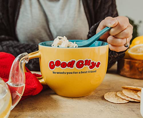 Child's Play Chucky "Good Guys" 24-Ounce Ceramic Soup Mug w/ Spoon | Bowl For Ice Cream, Cereal, Oatmeal | Large Coffee Cup For Espresso, Caffeine | Home & Kitchen Essential | Horror Movie Collectible