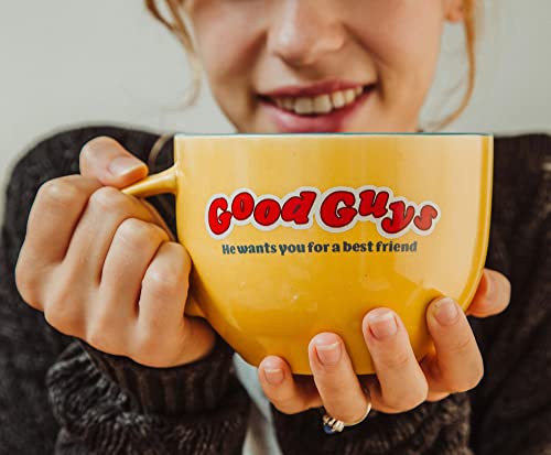 Child's Play Chucky "Good Guys" 24-Ounce Ceramic Soup Mug w/ Spoon | Bowl For Ice Cream, Cereal, Oatmeal | Large Coffee Cup For Espresso, Caffeine | Home & Kitchen Essential | Horror Movie Collectible