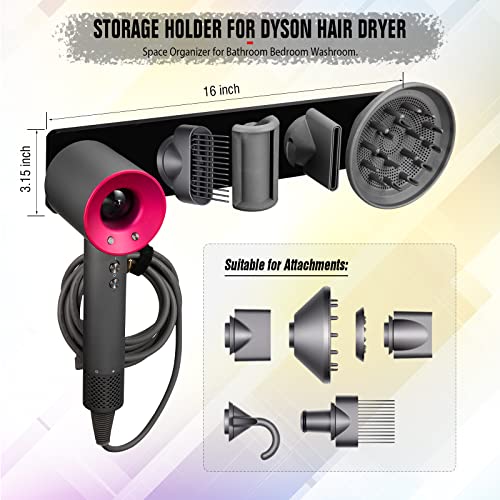 HeyMoonTong Storage Holder for Dyson Hair Dryer,2023 Upgraded Acrylic Wall Mount Bracket Stand Storage Rack Organizer for Dyson Supersonic Hair Blow Dryer,Space Organizer for Bathroom/Bedroom/Washroom