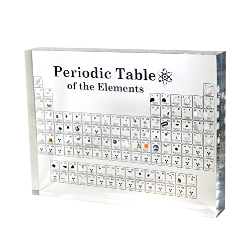 Periodic Table with Real Elements Inside | Element Display in Acrylic Stand, Perfect Gift for Students, Teachers, Scientists, Adults, and Children | 4.5” x 6”