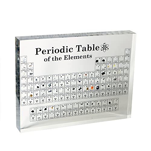 Periodic Table with Real Elements Inside | Element Display in Acrylic Stand, Perfect Gift for Students, Teachers, Scientists, Adults, and Children | 4.5” x 6”