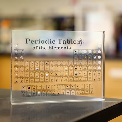 Periodic Table with Real Elements Inside | Element Display in Acrylic Stand, Perfect Gift for Students, Teachers, Scientists, Adults, and Children | 4.5” x 6”