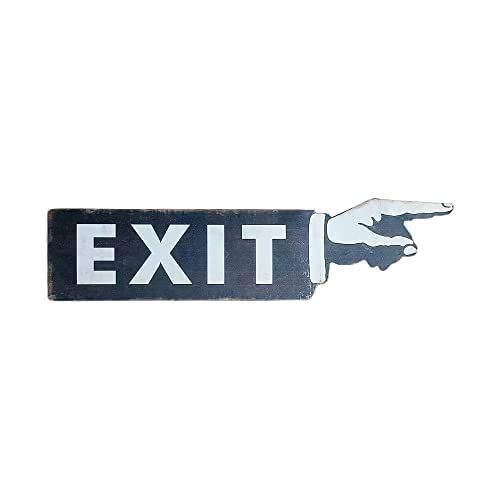 First of a Kind Metal Exit Sign - Pointing Hand Finger Direction Sign - Black Exit Sign for Home, Living Rooms, Offices, Coffee Shop - Perfect for Indoor & Outdoor