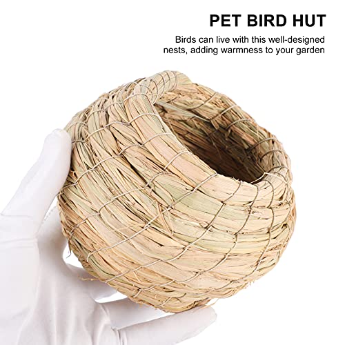 YARNOW 12 pcs Cage Hideaway Provides Dove Hand-Woven Parrot Sparrow Grass Nesting Cold Hand House Roosting Hut Nest Finch Breeding Weather Lovebird Bed Woven Resting Color Shelter Birds