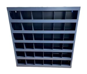 m&m fasteners 36 compartment pigeonhole bin unit - metal bolt bin - metal cabinet