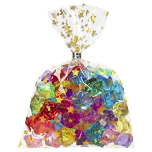 bosose 100 pcs 5"x 7" star goodie bags gift wrap cello cellophane treat bags party favor bags clear candy cookie bags plastic poly goodie storage bags with twist ties for bakery,birthday, wedding