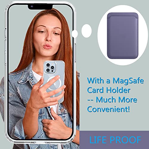 AIZHEM Magnetic Wallet for iPhone, Magnetic Leather Card Holder for Apple MagSafe, Mag Safe Cardholder Compatible with iPhone 12/13 Mini/Pro/Pro Max, iPhone 14 Series and MagSafe Case, Wisteria