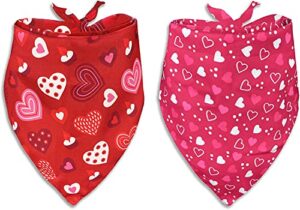 pohshido 2 pack valentine's dog bandana, holiday cat bandana scarfs for small medium large dogs cats pet puppies (candy hearts-small)