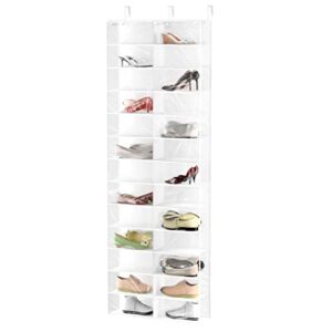 libeder clear over the door shoe organizer, 26 sections back of door shoe storage,shoe shelves for closet door, dustproof shoe holder on door, white