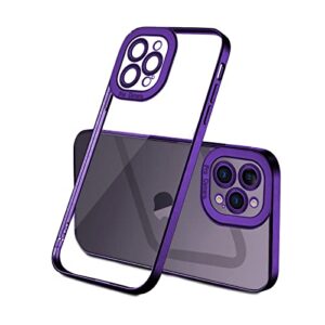 bonoma compatible with iphone 14 pro max case, clear plating bumper soft tpu cover with camera shockproof protective cover for iphone 14 pro max, purple