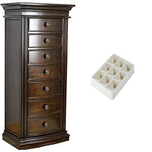 hives and honey landry jewelry armoire, 18w x 12.5d x 40h, walnut & earring tray inserts (4 pack) jewelry storage, sand (9006-905)