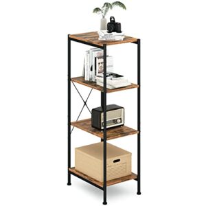 4 tier storage shelves narrow shelf unit metal shelves shelf free standing shelf organisers modern shelf ladder shelf bookshelf for bathroom kitchen bedroom hallway steel & wooden black & brown