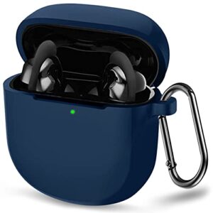 szjcltd silicone case for bose quietcomfort earbuds ii 2022, protective shock-absorbing skin cover case with keychain carabiner for bose quietcomfort earbuds 2 (midnight blue)