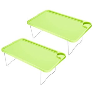 patikil breakfast tray table, 2 pack bed trays with folding legs reusable serving platter laptop snack desk for eating, green