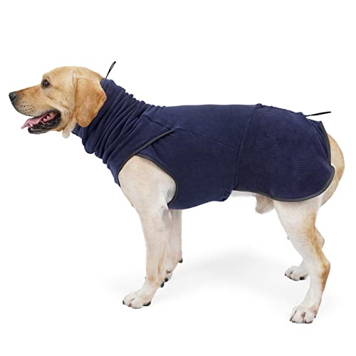 ROZKITCH Dog Sweater for Cold Weather, Extra Warm Polar Fleece Dog Coat, Dog Jacket with Turtle Neck, Soft Dog Vest, Snow Coat for Dogs, Dog Pullover, Dog Winter Clothes for Small Medium Dogs Blue