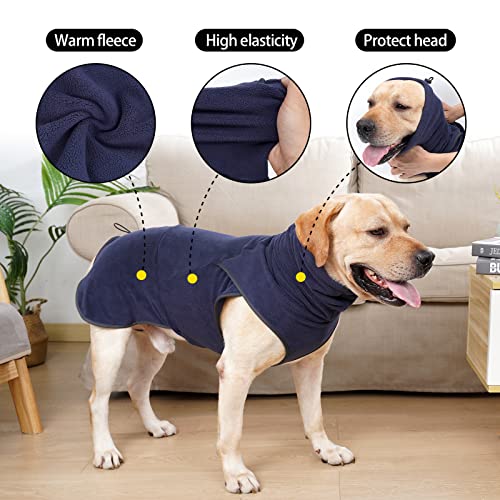 ROZKITCH Dog Sweater for Cold Weather, Extra Warm Polar Fleece Dog Coat, Dog Jacket with Turtle Neck, Soft Dog Vest, Snow Coat for Dogs, Dog Pullover, Dog Winter Clothes for Small Medium Dogs Blue