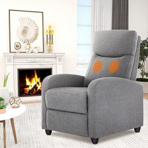 recliner chair for living room, fabric massage recliner chair winback single sofa home theater chairs adjustable modern reclining chair with padded seat backrest for adults (grey)