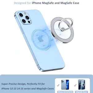 Magnetic Phone Ring Holder for MagSafe - Pikabo Magnetic Phone Grip, Phone Stand, Phone Finger Ring for iPhone MagSafe, Compatible with Wireless Charging. (Glitter Silver)