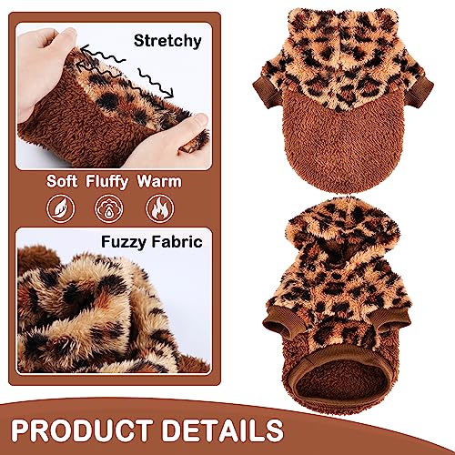 Leopard Dog Sweater for Small Dogs Girl Boy Sweatshirts Fleece Doggie Sweaters Winter Dog Clothes Female Male Pet Cat Pup Warm Clothing Outfit for Yorkie Chihuahua, Small