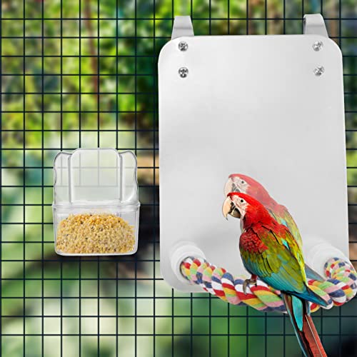 TEHAUX Parrot Automatic Feeder, 3pcs Acrylic Bird Food Bowl Anti-Splashing Bird Cage Feeder Hanging Clear No Messes Bird Feeder for Cage