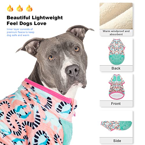 LovinPet Boxer Sweater for Dogs, Lightweight Warm Pet Coats, Skin-Friendly Flannel Fabric Clothes for Dog, Wildlife Lemurs Pastel Prints Dog Clothes, Warm Dog Clothes for Large Dogs Breed,2XL