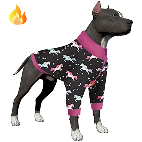 LovinPet German Shepherd Dog Pajamas: Upgraded Lightweight Flannel Dog Warm Apparel, Skin-Friendly Fabric Starry Sky Wild Horse Prints Dog Clothes for Small to Medium to Large Dog Breeds,Medium