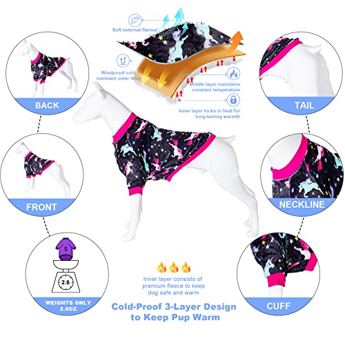 LovinPet German Shepherd Dog Pajamas: Upgraded Lightweight Flannel Dog Warm Apparel, Skin-Friendly Fabric Starry Sky Wild Horse Prints Dog Clothes for Small to Medium to Large Dog Breeds,Medium