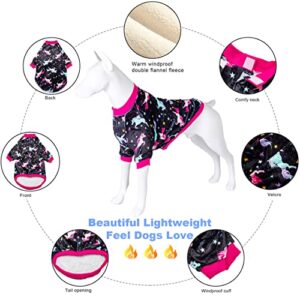 LovinPet German Shepherd Dog Pajamas: Upgraded Lightweight Flannel Dog Warm Apparel, Skin-Friendly Fabric Starry Sky Wild Horse Prints Dog Clothes for Small to Medium to Large Dog Breeds,Medium