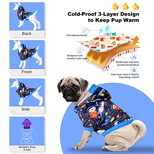 LovinPet Dog Coats for Mastiff: Easy Off Professional Fabric Clothes for Dogs, Universe Space Animals Black Prints Dog Clothes, Warm Dog Clothes for Small Dog Breeds,