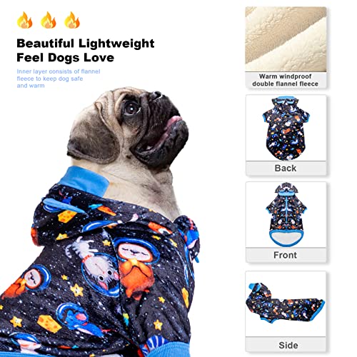 LovinPet Dog Coats for Mastiff: Easy Off Professional Fabric Clothes for Dogs, Universe Space Animals Black Prints Dog Clothes, Warm Dog Clothes for Small Dog Breeds,