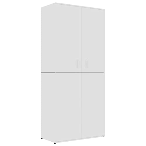 GOLINPEILO Modern Shoe Storage Cabinet with 2 Doors, 6 Shelves and a Hanging Rod, 31.5"x15.4"x70.1" Wood Shoe Storage Cabinet White for Entryway, Porch