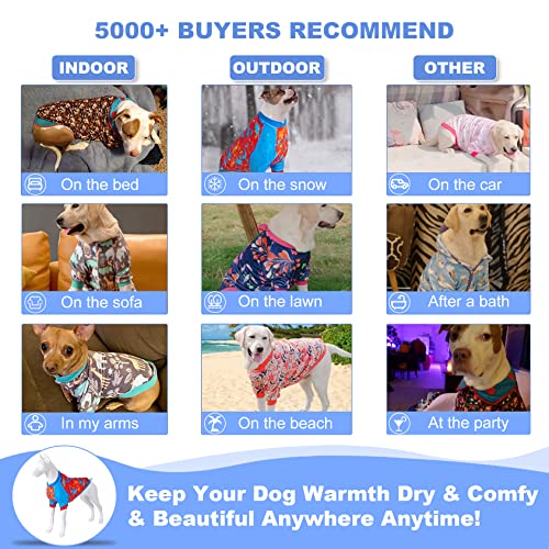 LovinPet Big Dog Fleece Coat - Winter Warm Pet Clothes for Small Dogs, Skin-Friendly Flannel Fabric Clothes for Dog, Dinosaur Jungle Red Prints Dog Sweater, Dog Outfit for Fall and Winter,