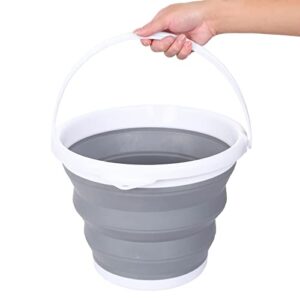 Collapsible Bucket 2.64gallons (10L), Storage Folding Bucket,Fishing Bucket,Outdoor Camping Life Utensils, Onboard Bucket,Heat-Resistant,car wash,Kitchen,Multi-Functional,Convenient (Gray Reinforced)