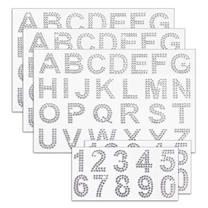 prasacco 98 pcs glitter letter stickers number stickers, rhinestone letter stickers alphabet stickers silver letter stickers cute shiny letters stickers for diy crafts