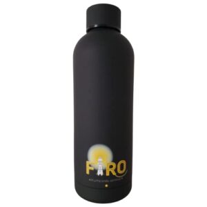 faro stainless steel water bottle -17 fl oz- double layer vacuum insulated reusable thermos leak proof bpa free thermoflask hot cold water bottles for sport, gym, coffee, and school (black)