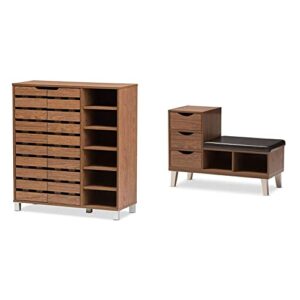 baxton studio eloise shoe cabinet, one size, brown & arielle shoe cabinets, one size, brown