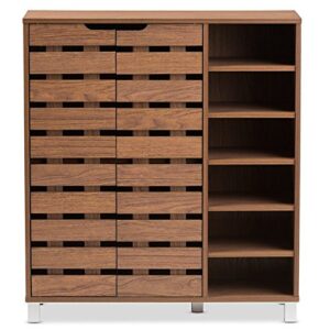 Baxton Studio Eloise Shoe Cabinet, One Size, Brown & Arielle Shoe Cabinets, One Size, Brown