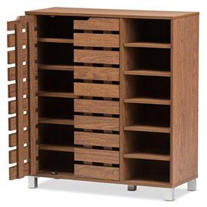 Baxton Studio Eloise Shoe Cabinet, One Size, Brown & Arielle Shoe Cabinets, One Size, Brown